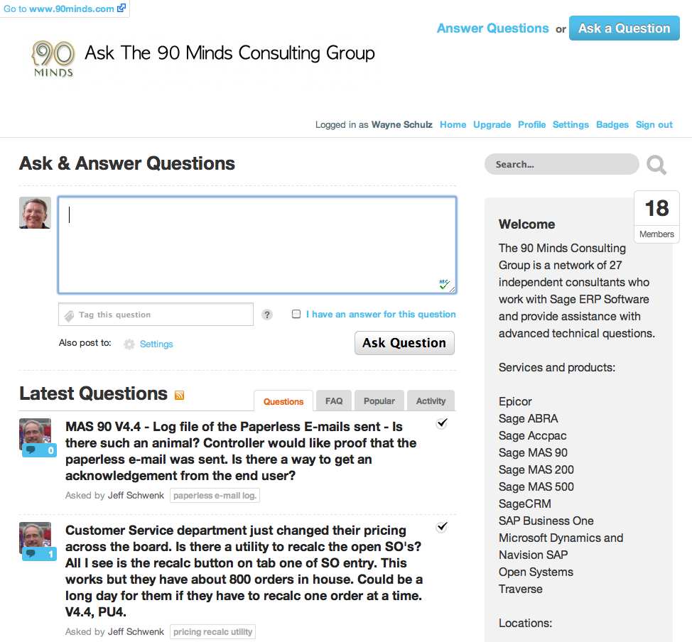 Need MAS 90 Help – Ask90Minds – Schulz Consulting